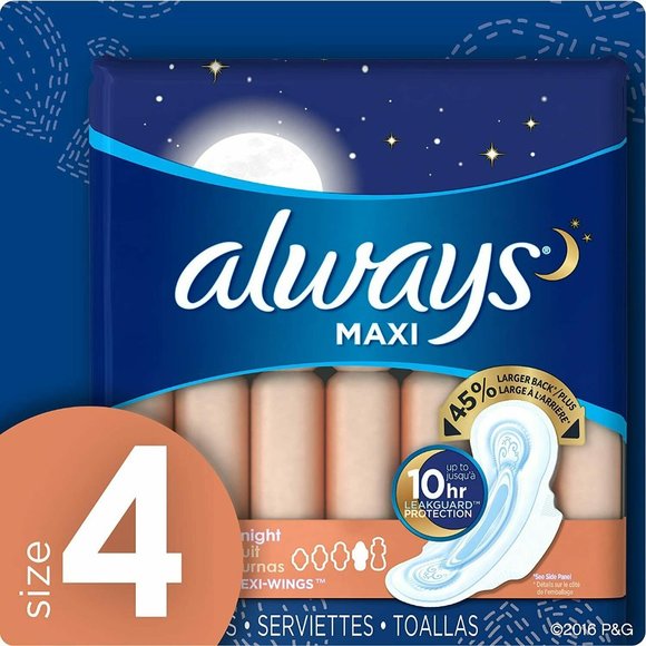 Always | Other | Always Maxi Size 4 Overnight Pads With Flexiwings ...